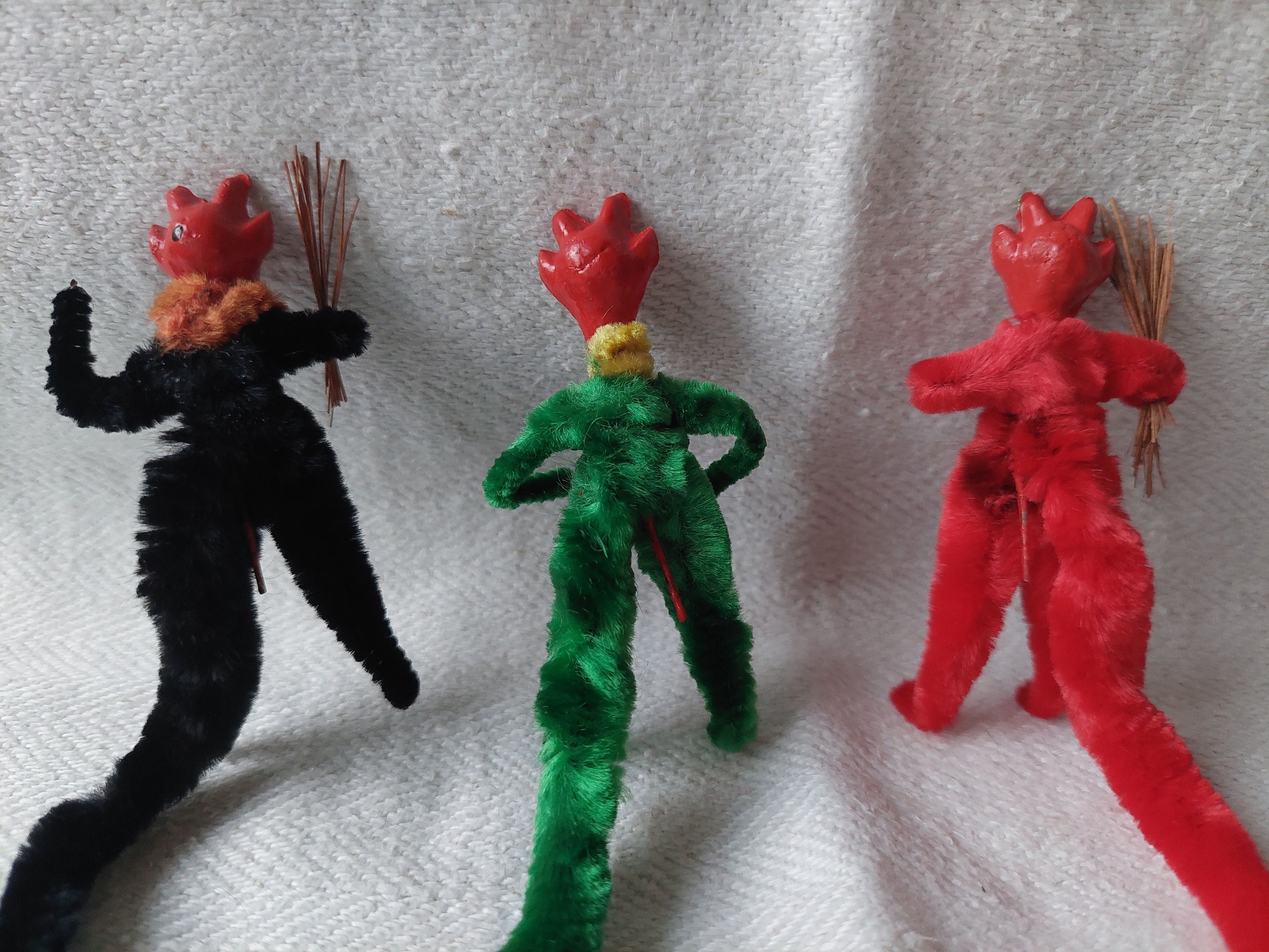 Three Vintage Chenille Krampus, Long Tails, Germany. - Etsy