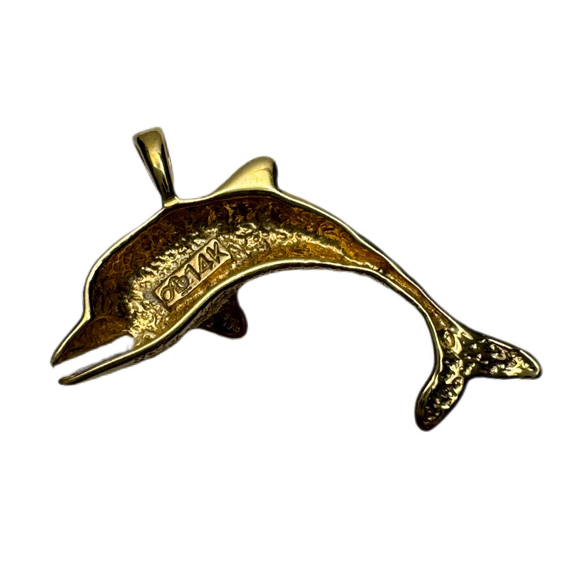 14K Gold Diamond Etched Dolphin Charm - Etsy