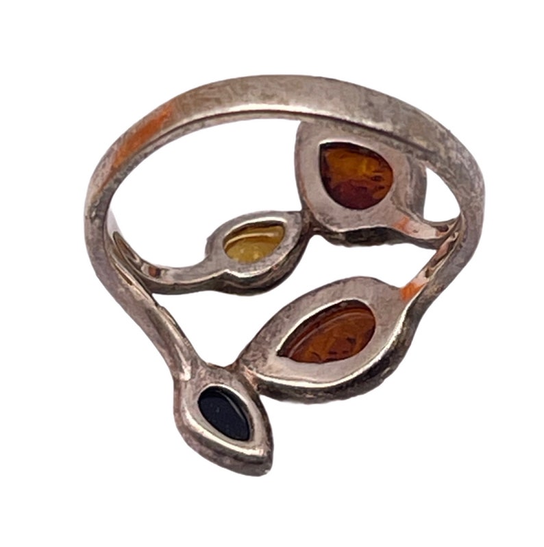Vintage Two-tone Amber Fall Leaves Sterling Silver Ring - Etsy