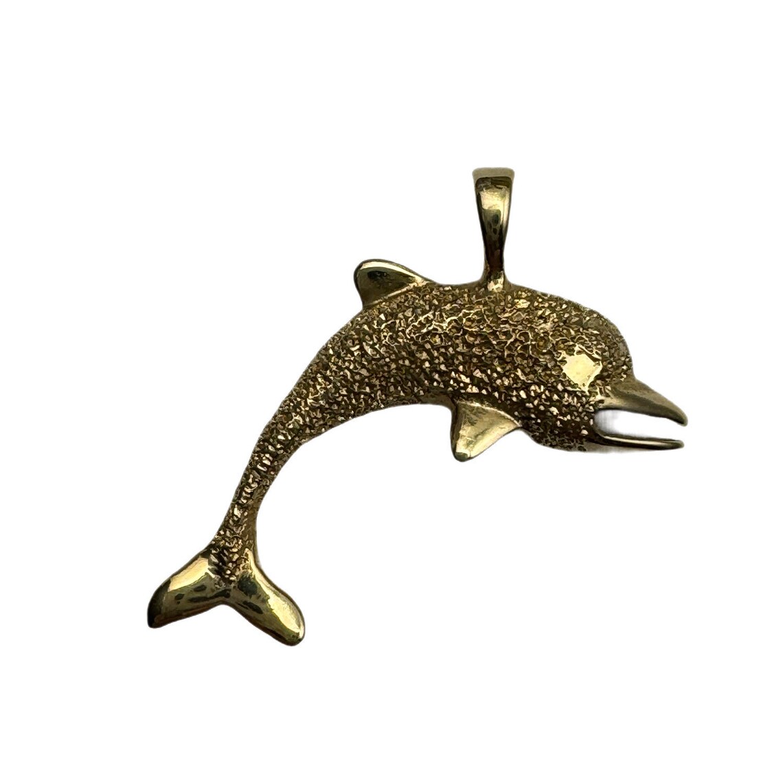 14K Gold Diamond Etched Dolphin Charm - Etsy