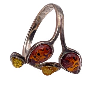 Vintage Two-tone Amber Fall Leaves Sterling Silver Ring - Etsy