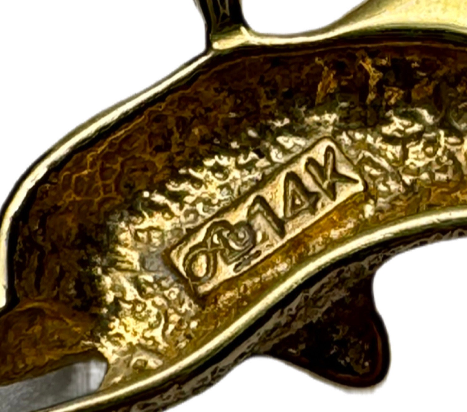 14K Gold Diamond Etched Dolphin Charm - Etsy