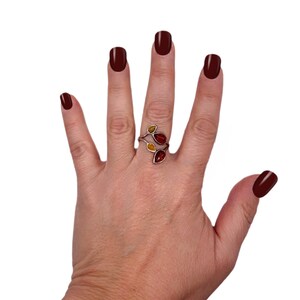 Vintage Two-tone Amber Fall Leaves Sterling Silver Ring - Etsy