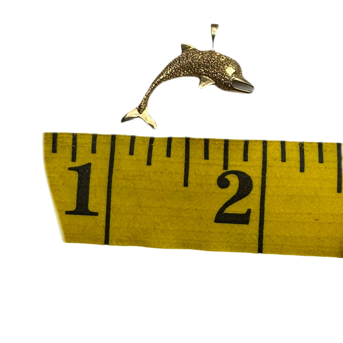 14K Gold Diamond Etched Dolphin Charm - Etsy