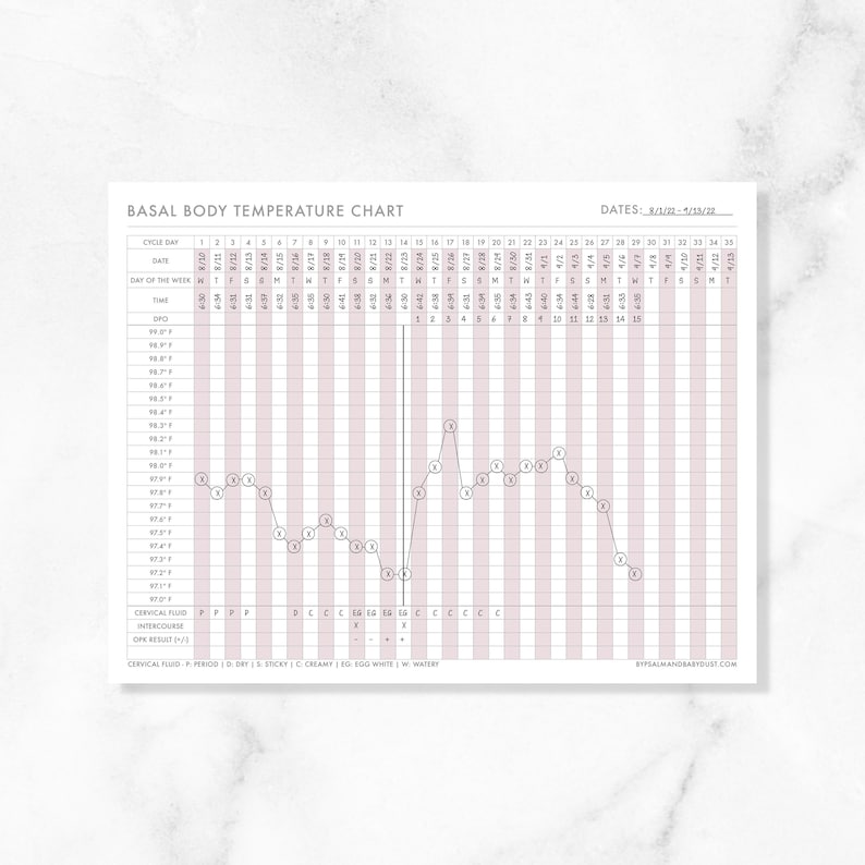 Basal Body Temperature Chart / BBT Chart Ovulation OPK - Etsy