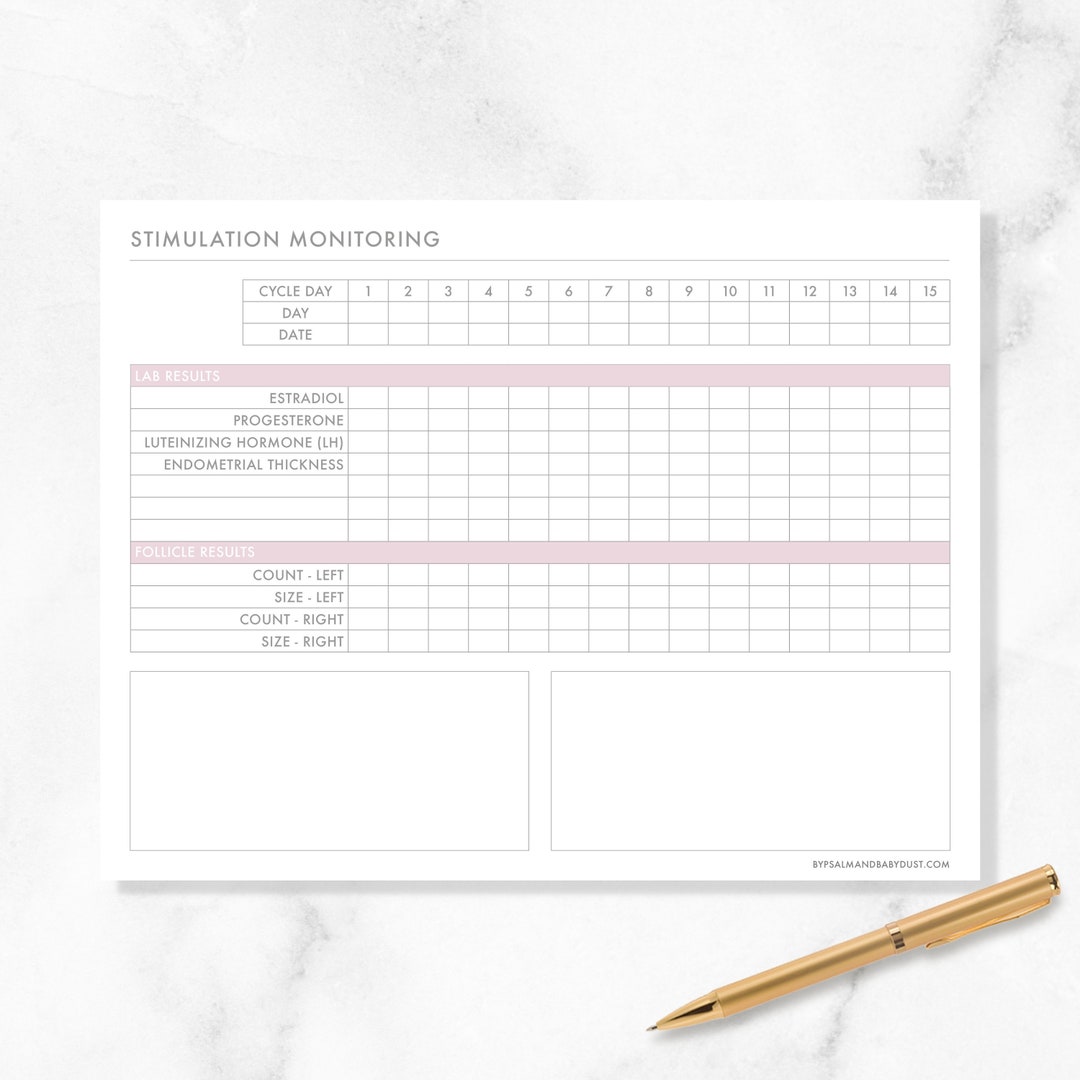 Stimulation Monitoring Tracker | IVF / IUI / TTC | Digital Printable ...