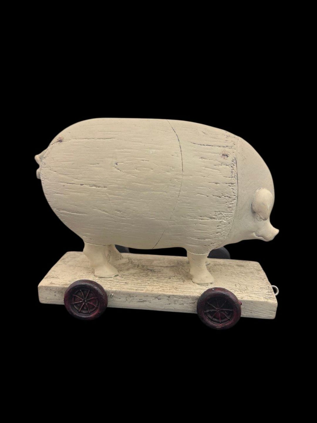 Vintage Wooden Pig on Wheels Figurine | 1960s Country Farmhouse Décor ...