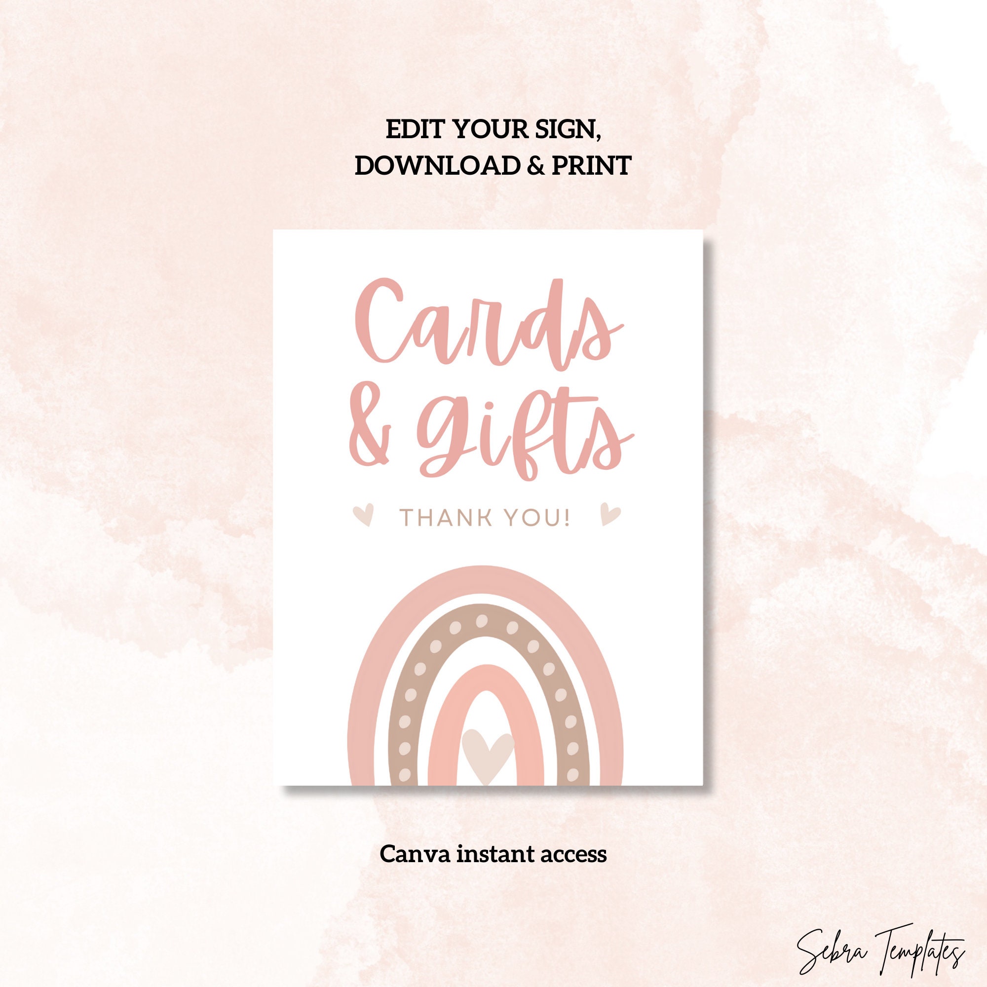 Boho Rainbow First Birthday, Cards and Gifts Sign, Boho Rainbow Party ...