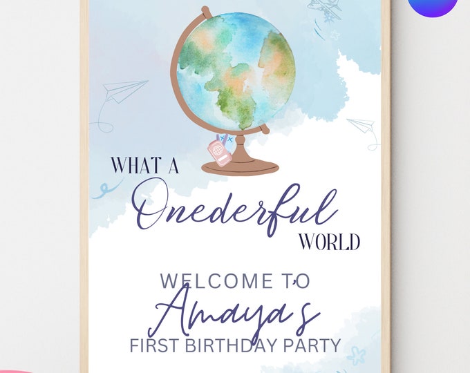 Onederful Birthday Welcome Poster, First Birthday Welcome Sign, Travel ...