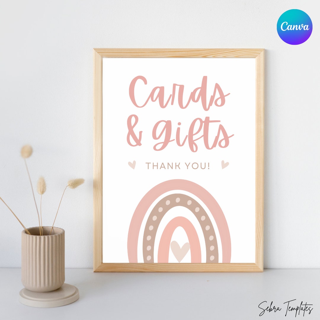 Boho Rainbow First Birthday, Cards and Gifts Sign, Boho Rainbow Party ...