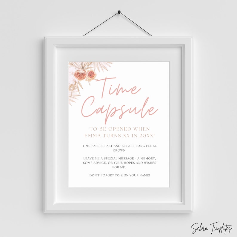Time Capsule Sign, Boho First Birthday, Time Capsule Cards, 1st ...
