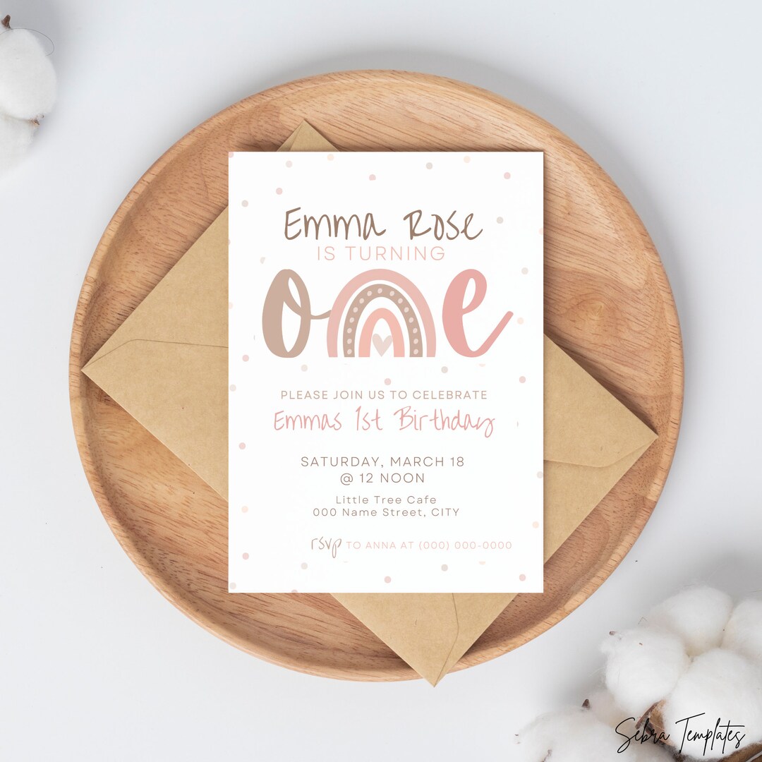 Boho Rainbow 1st Birthday Invite, Boho Birthday Invitation, Boho First ...