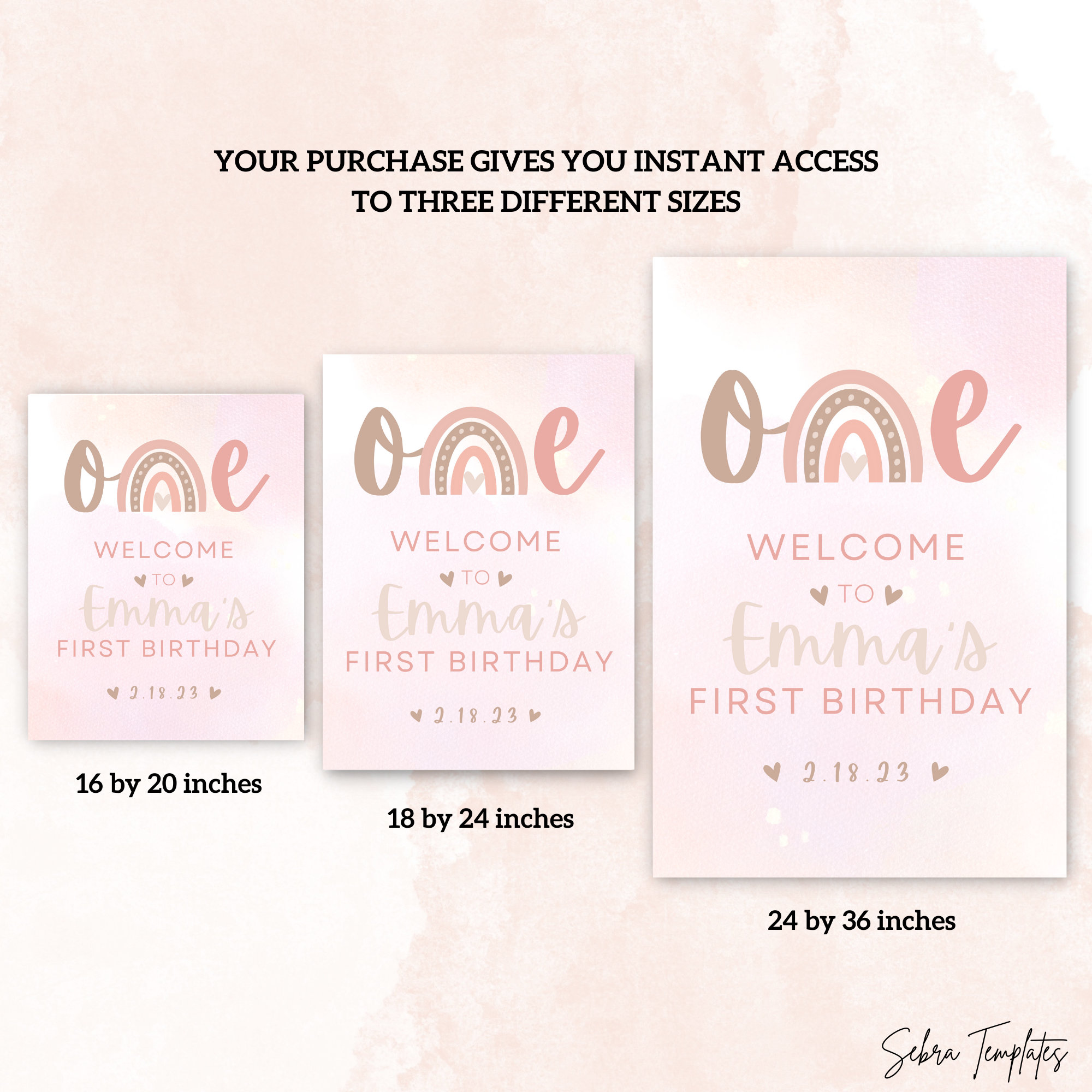 Boho Rainbow Birthday Sign, First Birthday Welcome Poster, Boho First ...