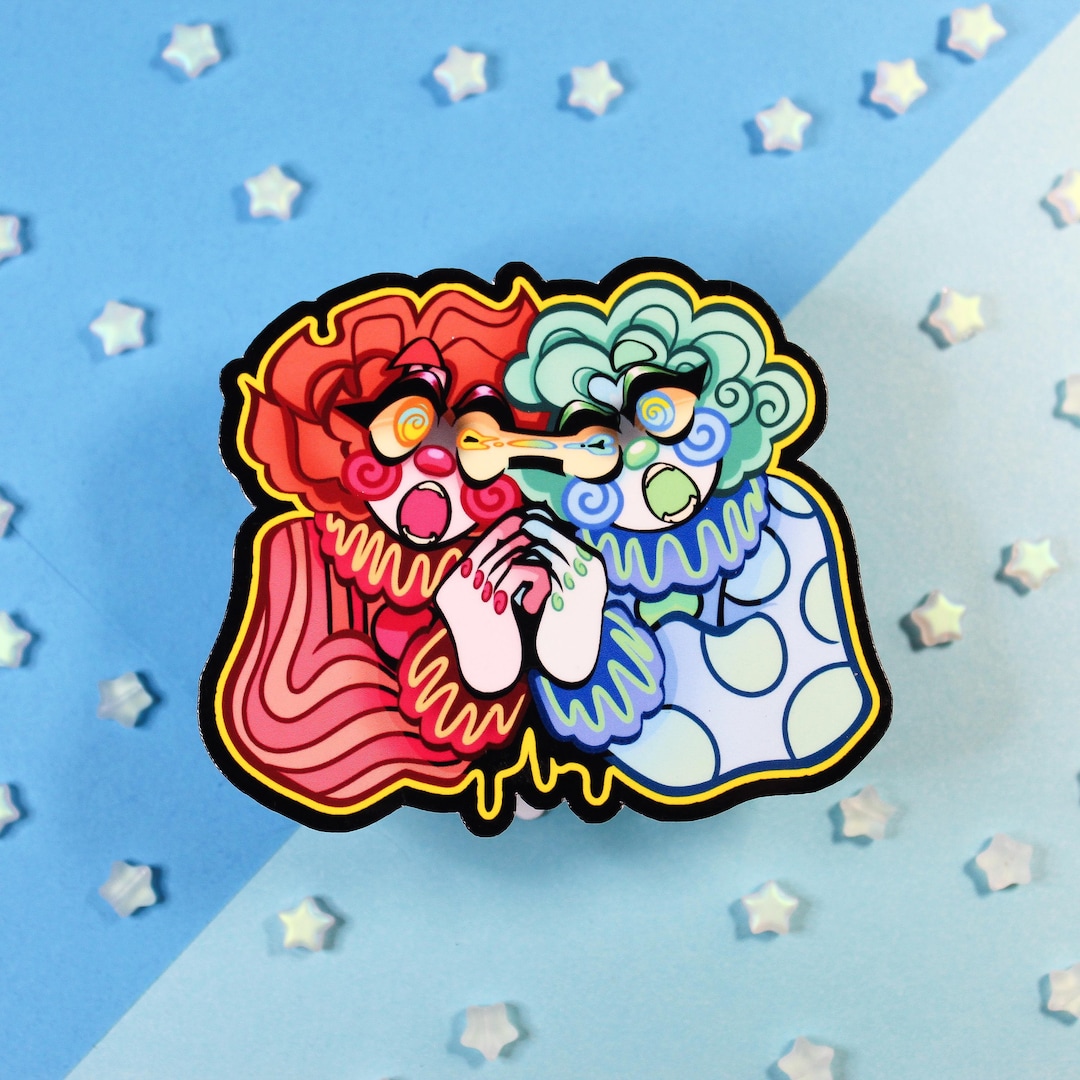Clown Twins Droopy Eye Sticker [3.5 X 2.94 In. Waterproof OC Sticker ...