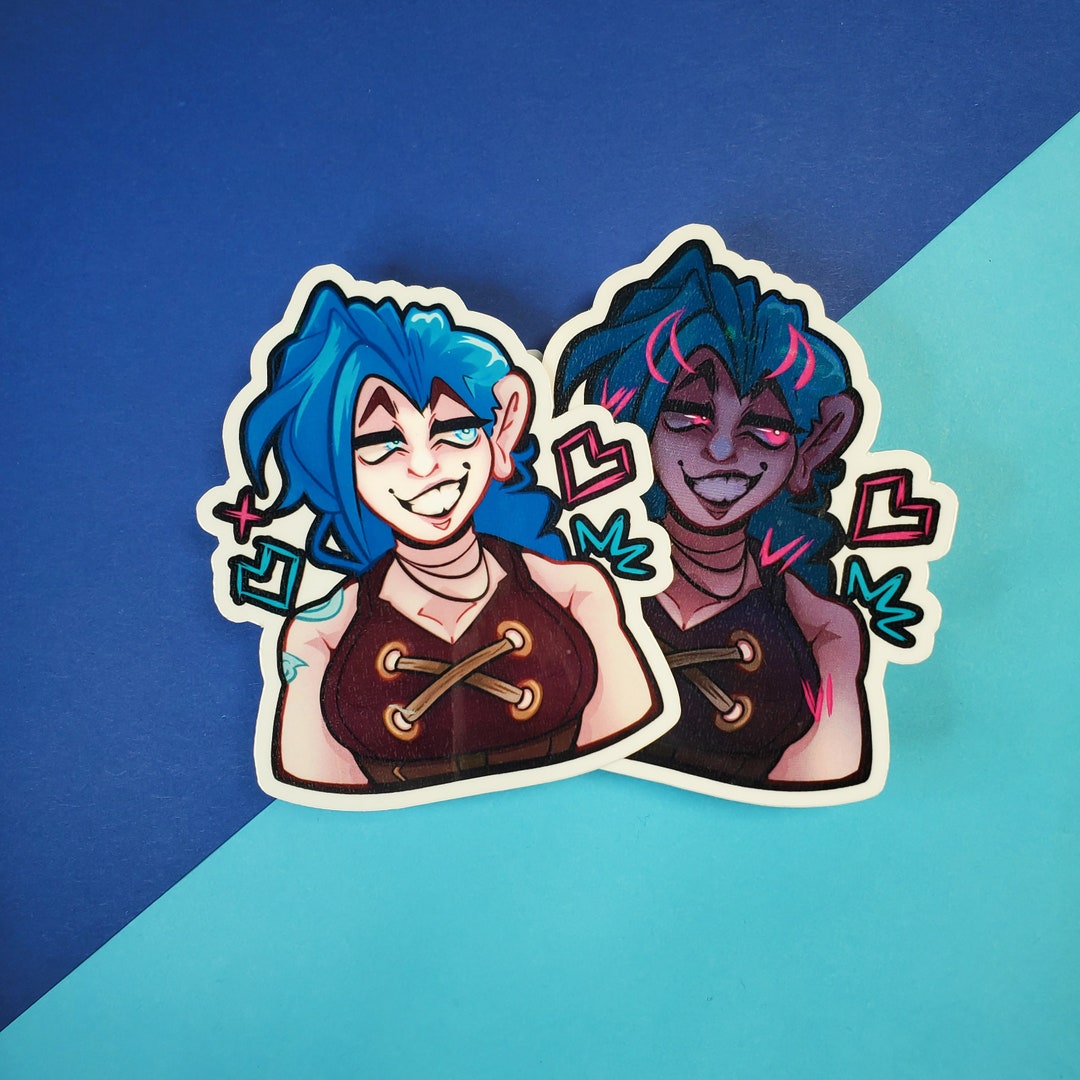 Jinx Arcane Blue/pink Sticker jinx Arcane Waterproof Stickers - Etsy