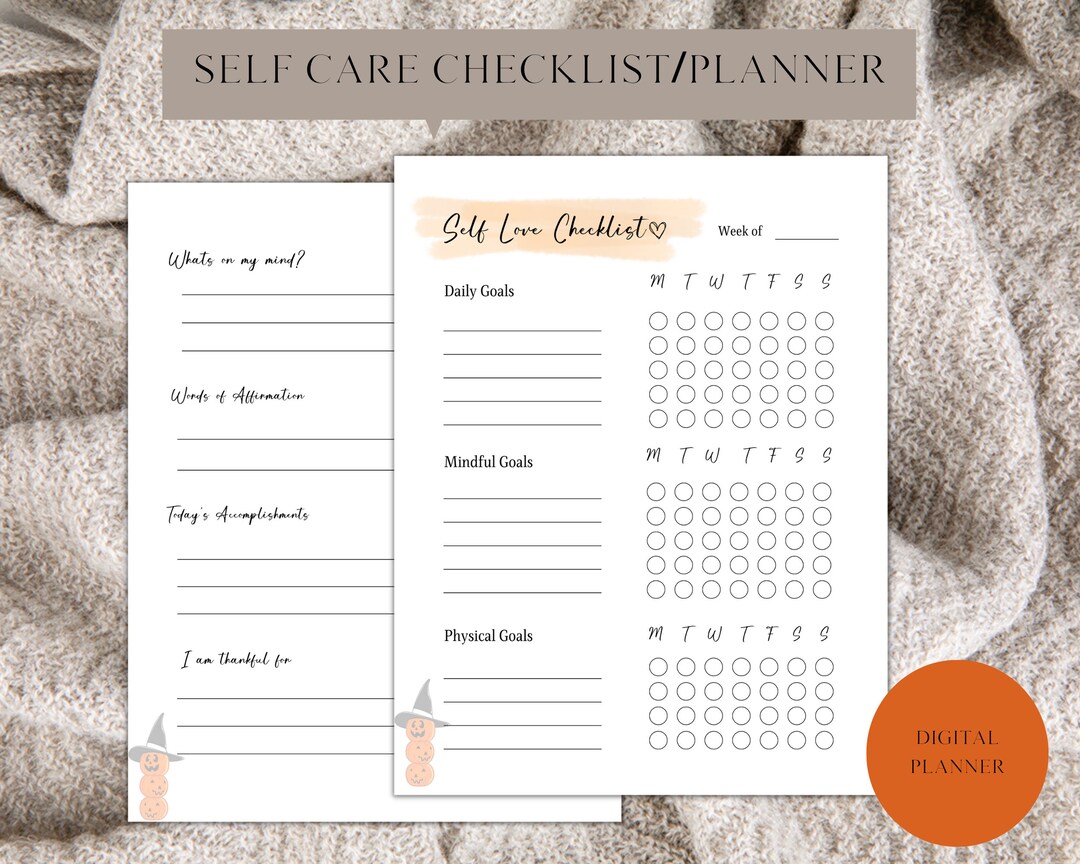 Halloween/october Themed Self Care Checklist/planner, Motivational Self ...