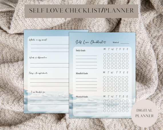 Self Care Checklist Self Love Motivational Checklist Sky - Etsy