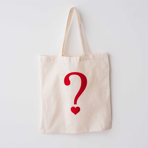 Question Mark Tote Bag, Question Mark With Heart, Love Themed Tote Bag ...