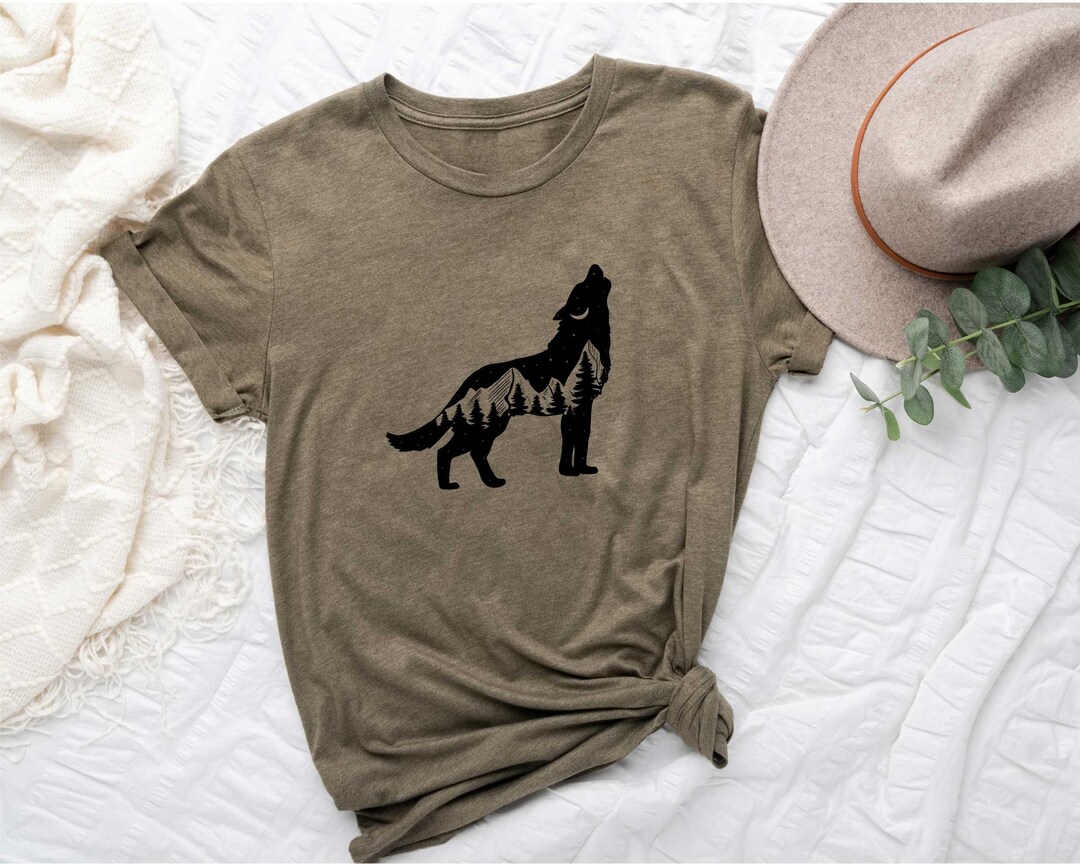Howling Wolf Shirt, Outdoors Shirt, Camping Shirt, Hiking Shirt ...