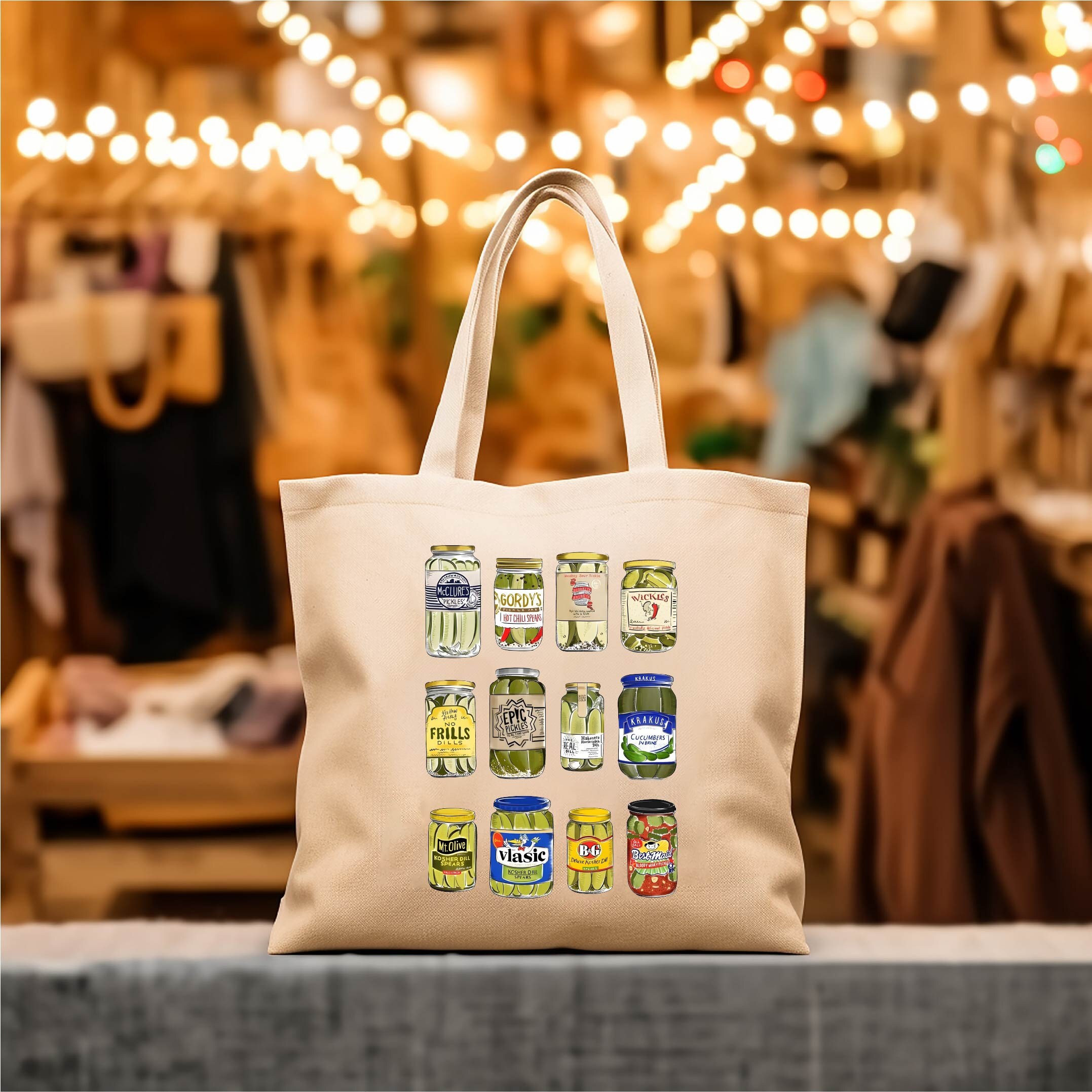 Pickle Tote Bag, Pickle Jar Tote Bag, Cottage Core Bag, Gardening Bag ...
