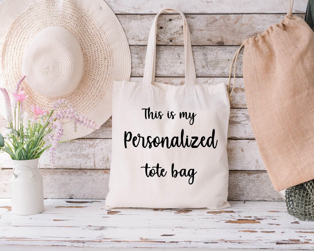 Custom Tote Bag, Personalised Logo Text, Printed Canvas Shoulder ...