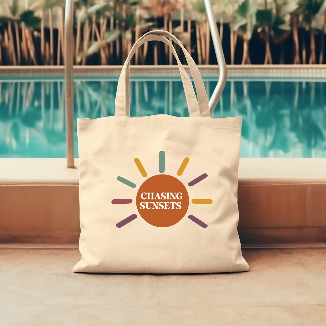 Chasing Sunsets Tote Bag, Summer Vibes Tote Bag, Dripping Sunset Tote ...