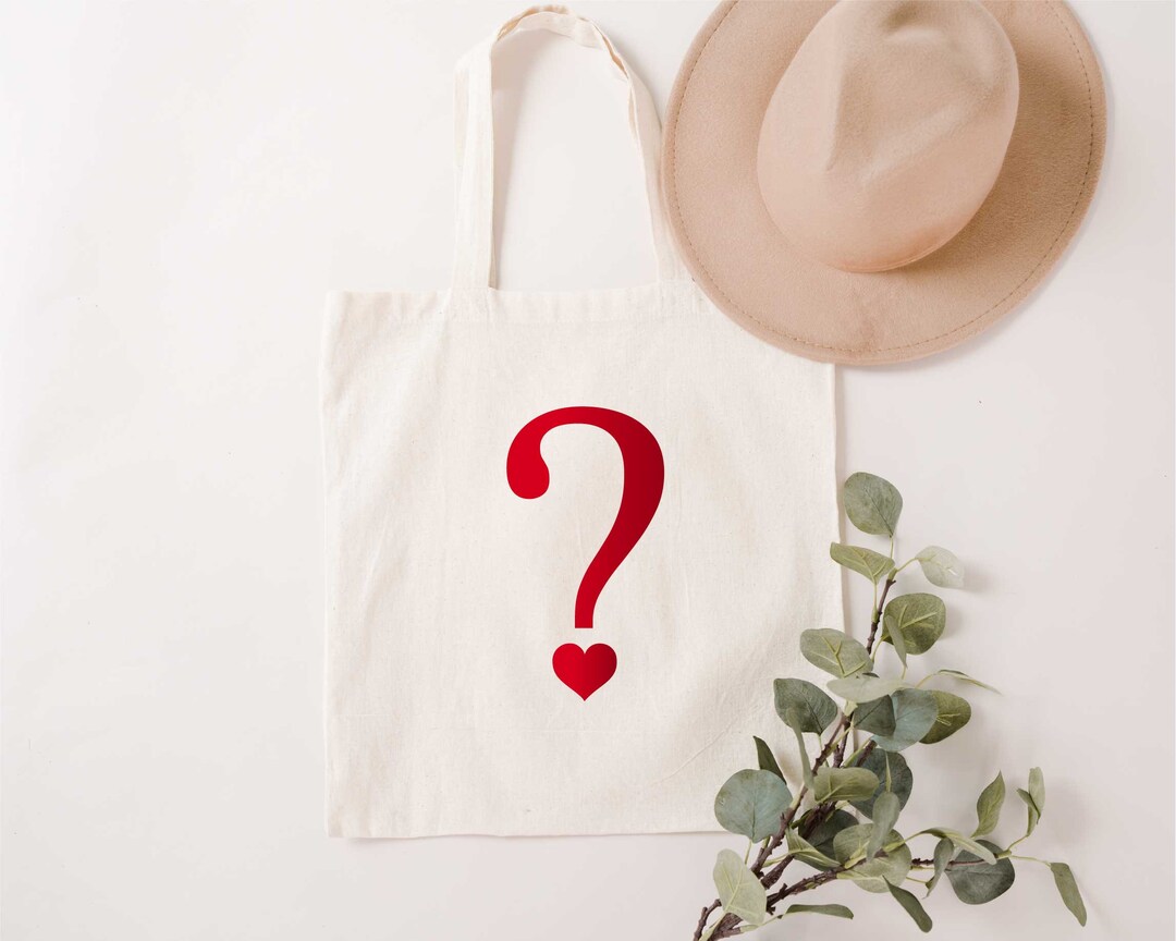 Question Mark Tote Bag, Question Mark With Heart, Love Themed Tote Bag ...