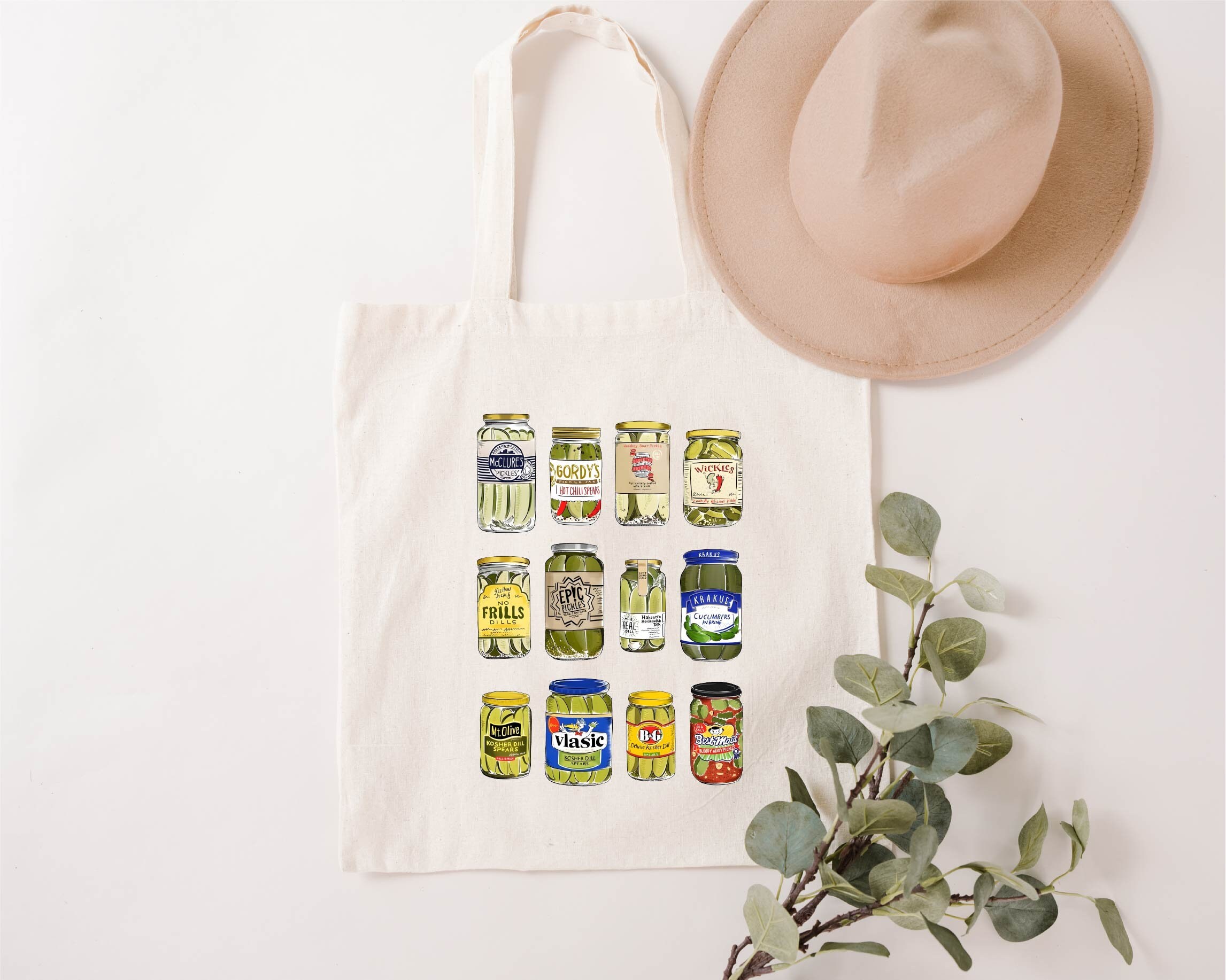 Pickle Tote Bag, Pickle Jar Tote Bag, Cottage Core Bag, Gardening Bag ...