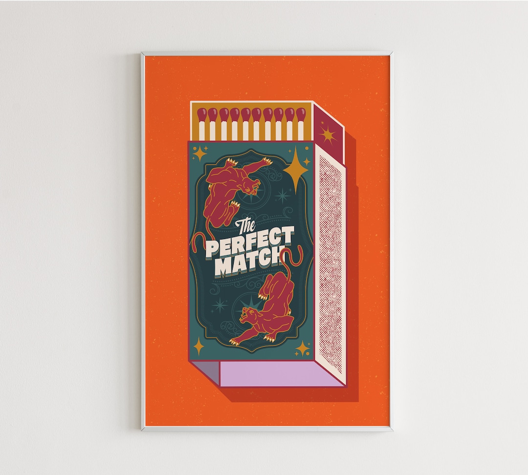 My Perfect Match Retro Print, Retro Quote Wall Print, Dorm Decor, Indie ...