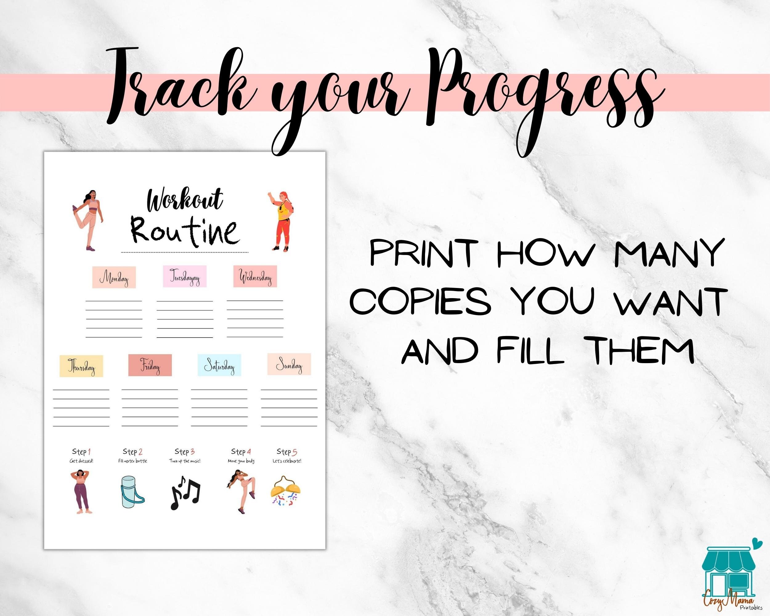 Workout Checklist | Workout Planner | Workout Routine Chart | Daily ...
