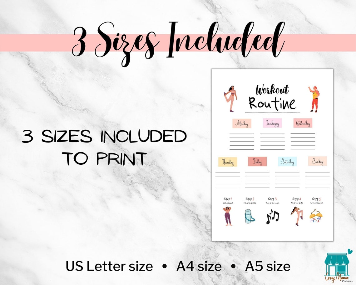 Workout Checklist | Workout Planner | Workout Routine Chart | Daily ...