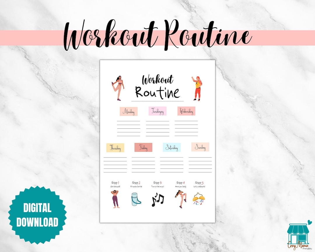 Workout Checklist | Workout Planner | Workout Routine Chart | Daily ...