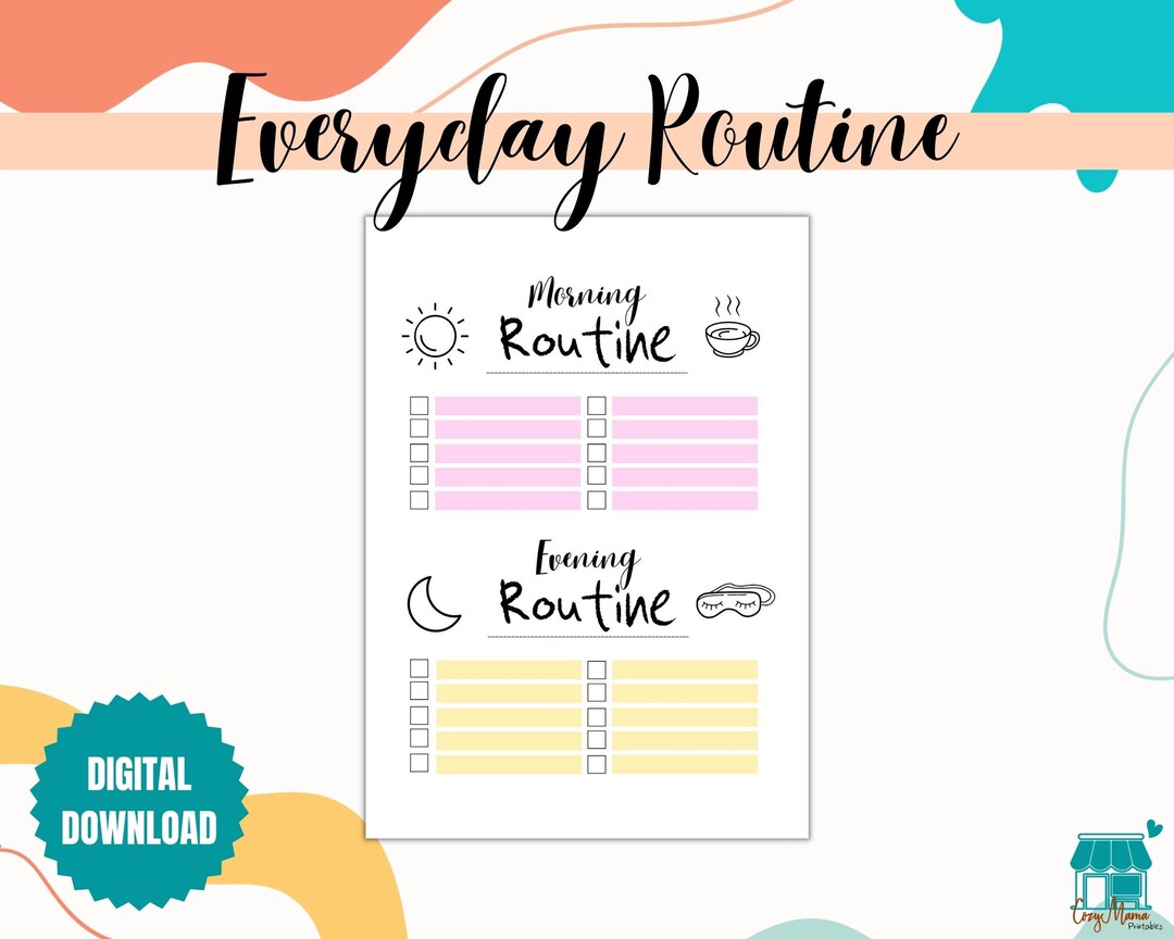 Everyday Routine Checklist | Everyday Planner ! Everyday Routine Chart ...