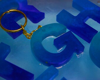 Blue to White Ombre Custom Letter Resin Keychains - Etsy