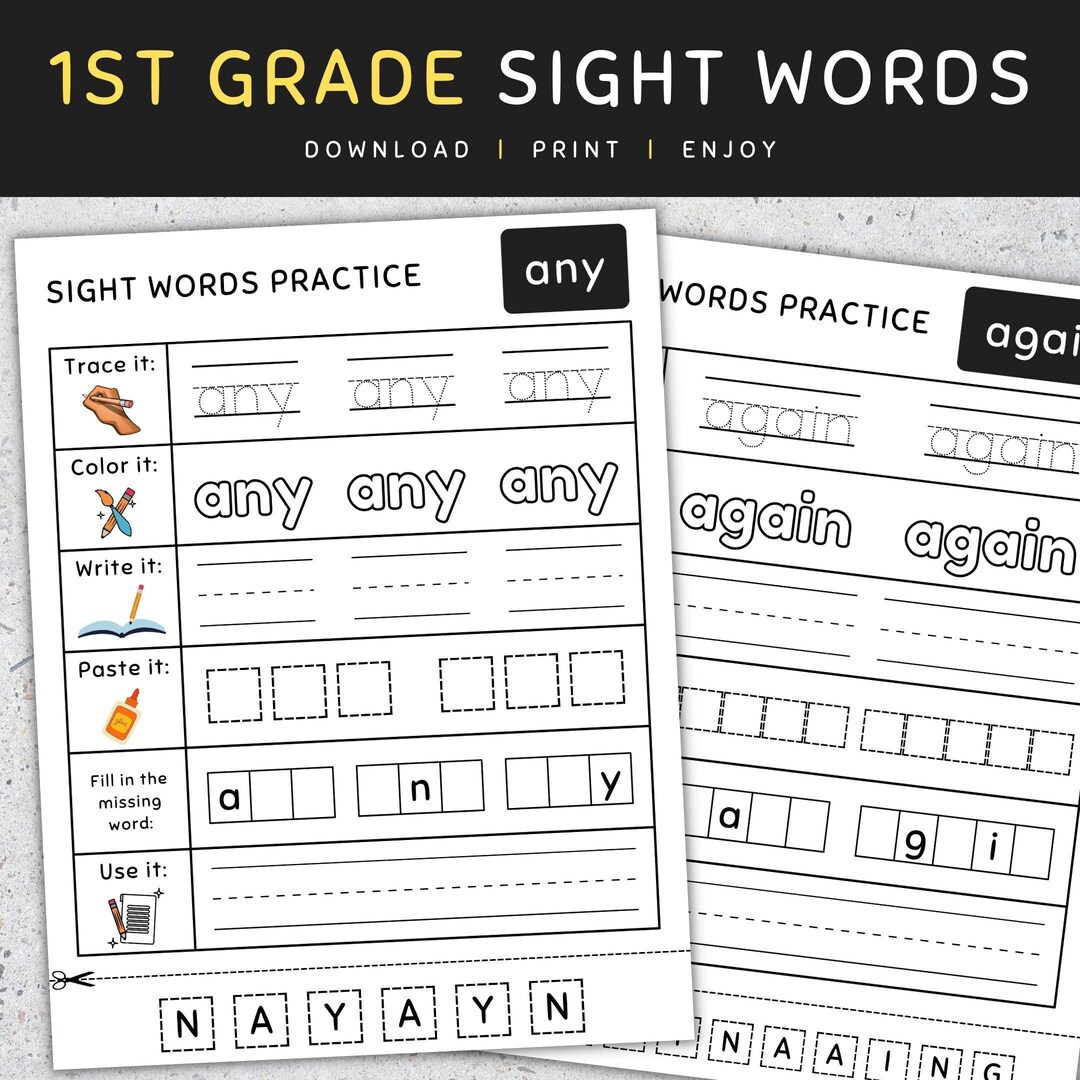 1st Grade Sight Words Worksheets First Grade Sight Words Etsy 1st-grade-sight-words-worksheets-first-grade-sight-words-etsy