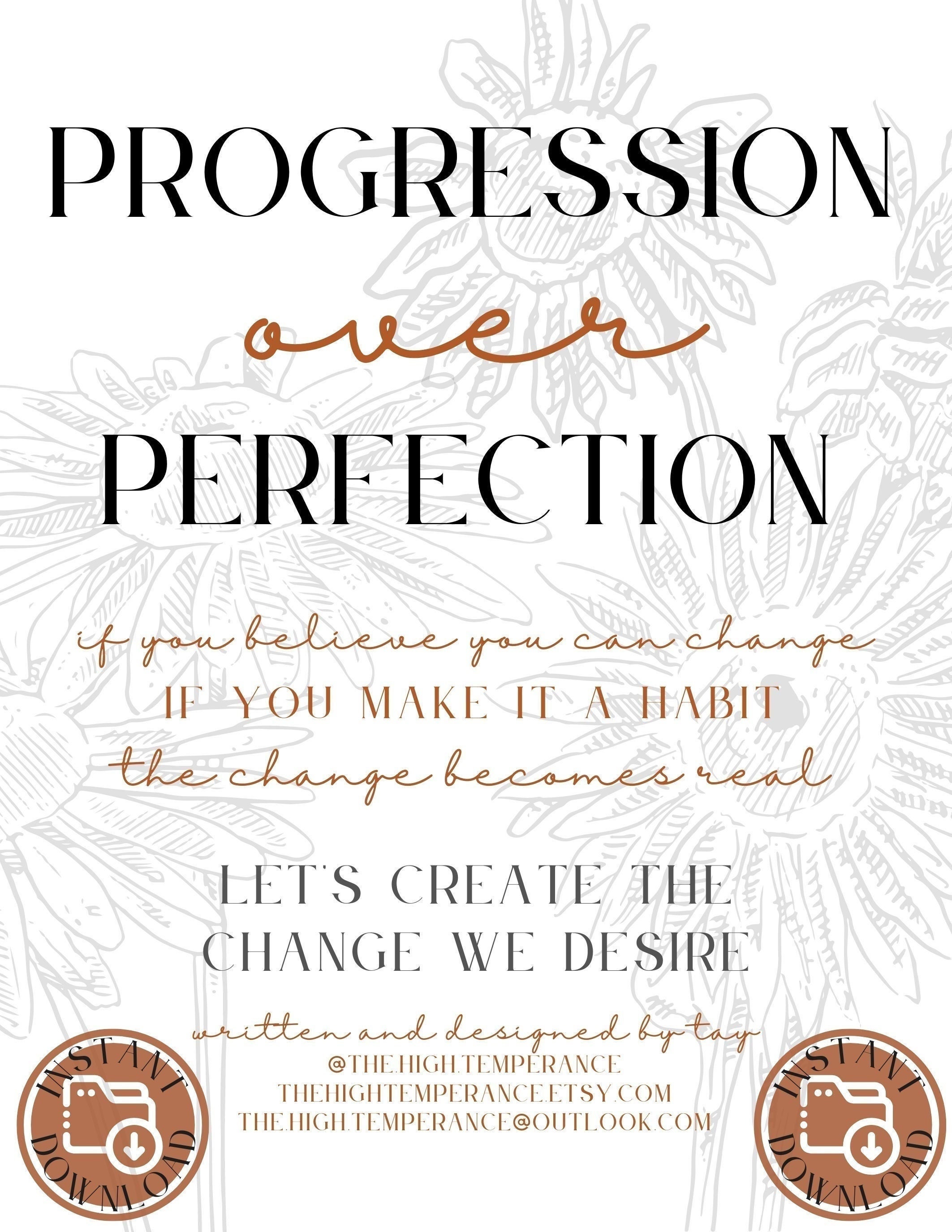 Printable Habit Tracker: Progression Over Perfection; Monthly Weekly ...