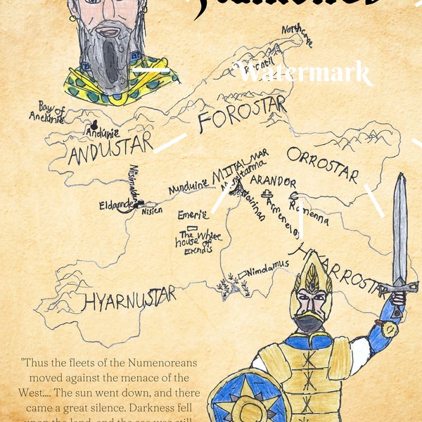 Numenor Map - Etsy
