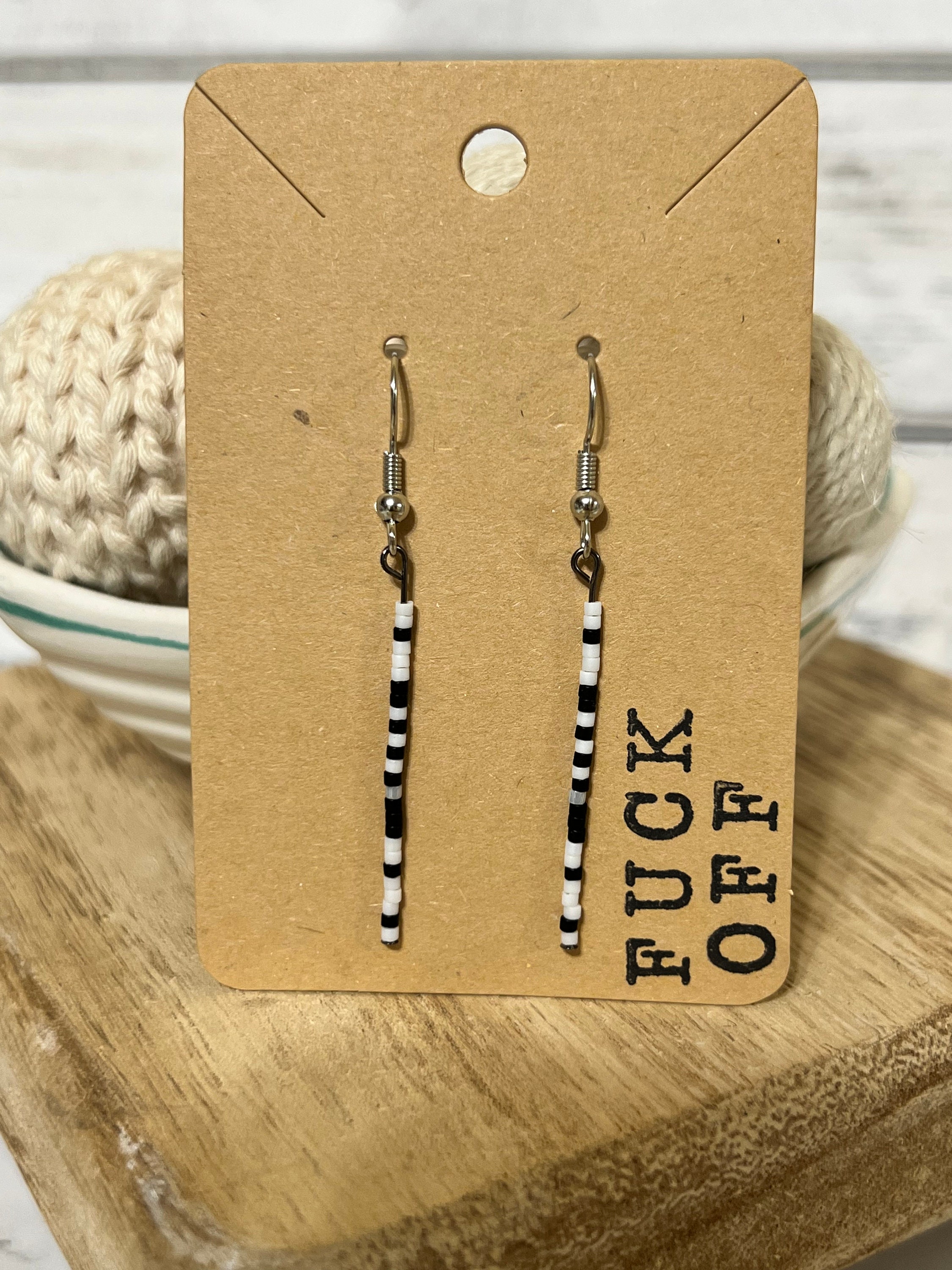 Fuck off Morse Code Secret Message Dainty Dangle Beaded Earrings - Etsy