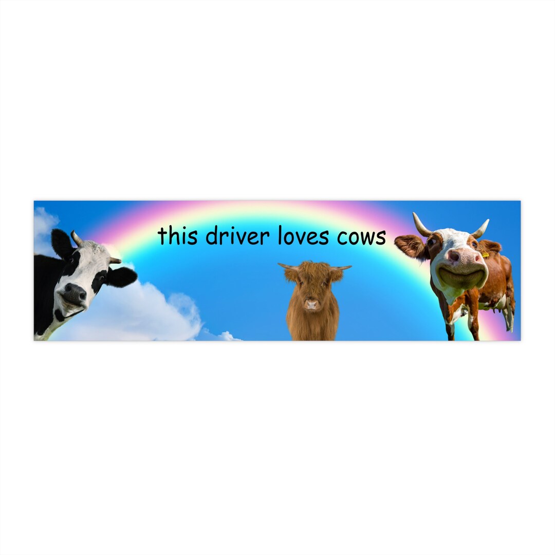 This Driver Loves Cows Funny Cute Animal Bumper Sticker - Etsy