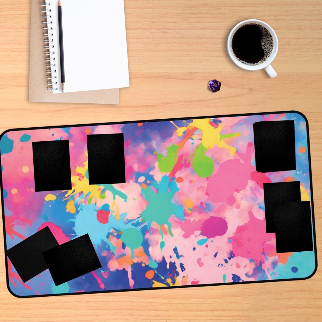 Rainbow Colorful Paint Splatter Desk Mat Mousepad Trading - Etsy