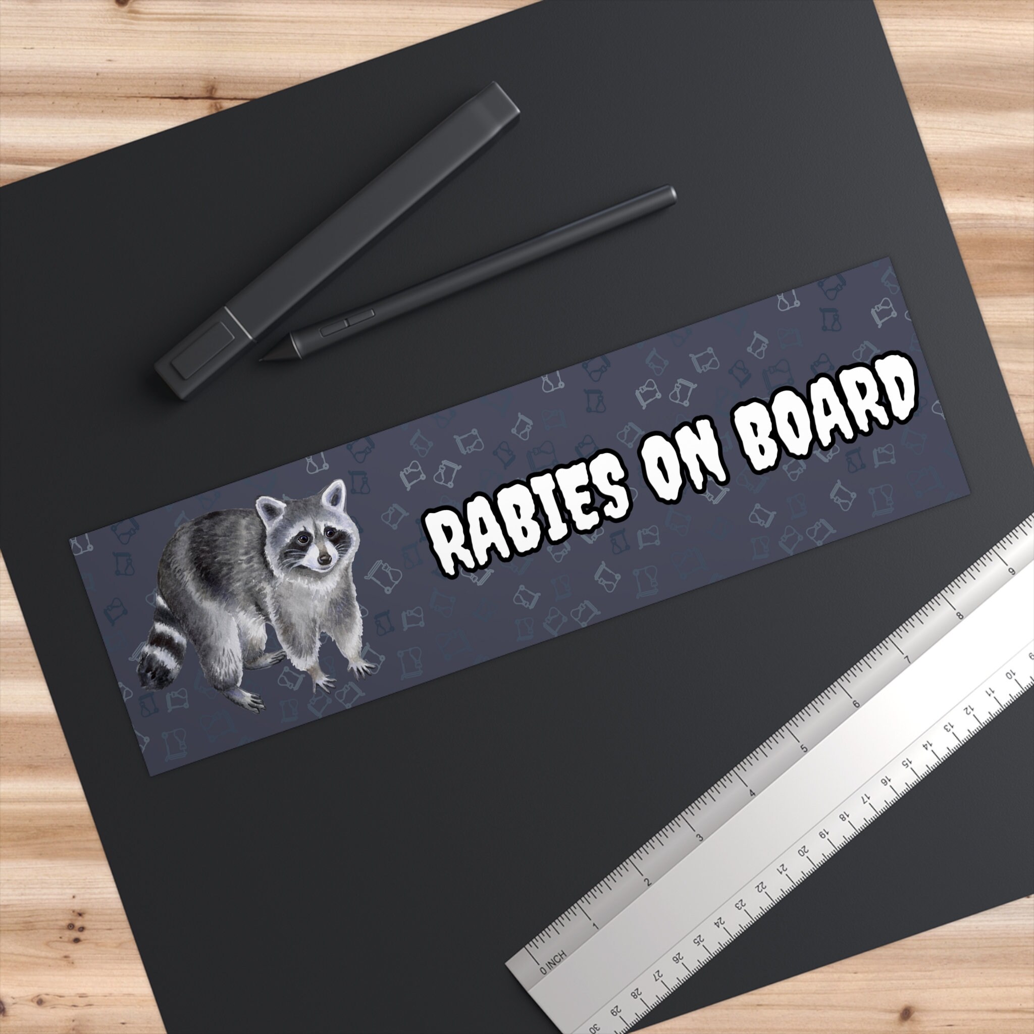 Raccoon Sticker Rabies on Board Bumper Sticker, Funny Weather Resistant ...