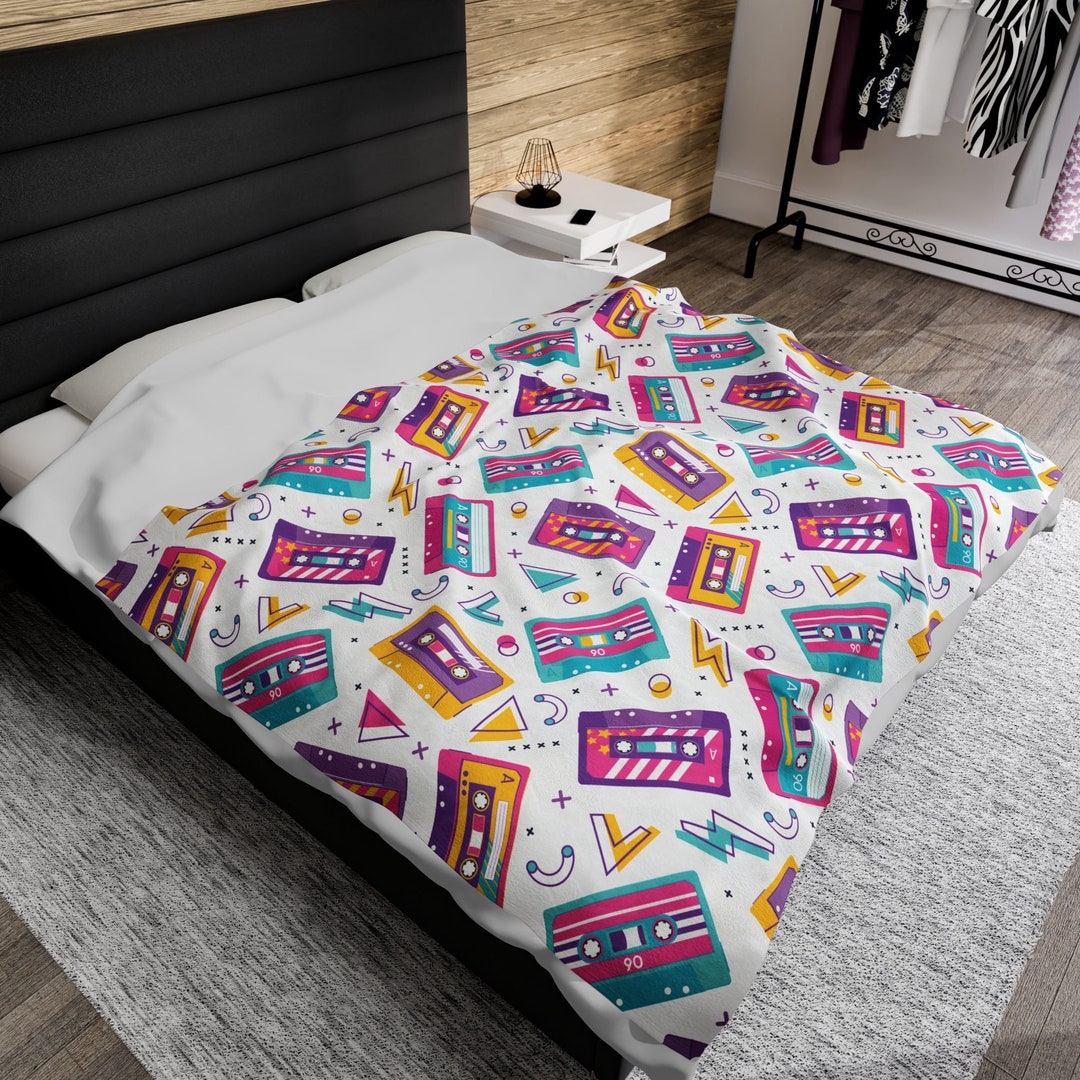 90s Retro Cassette Tape Blanket - Warm Fuzzy Millennial Nostalgia ...