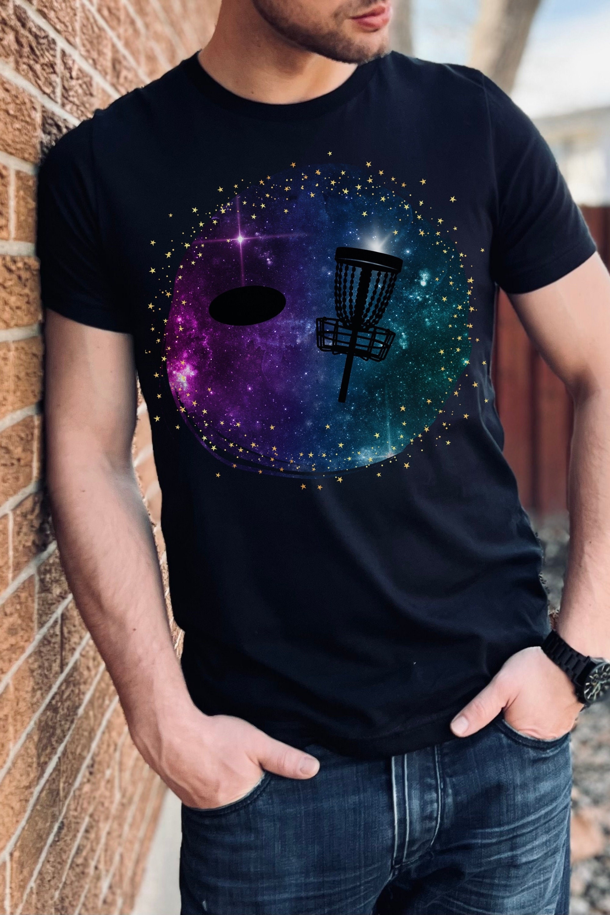 Disc Golf Space T-shirt, Galaxy Design - Etsy