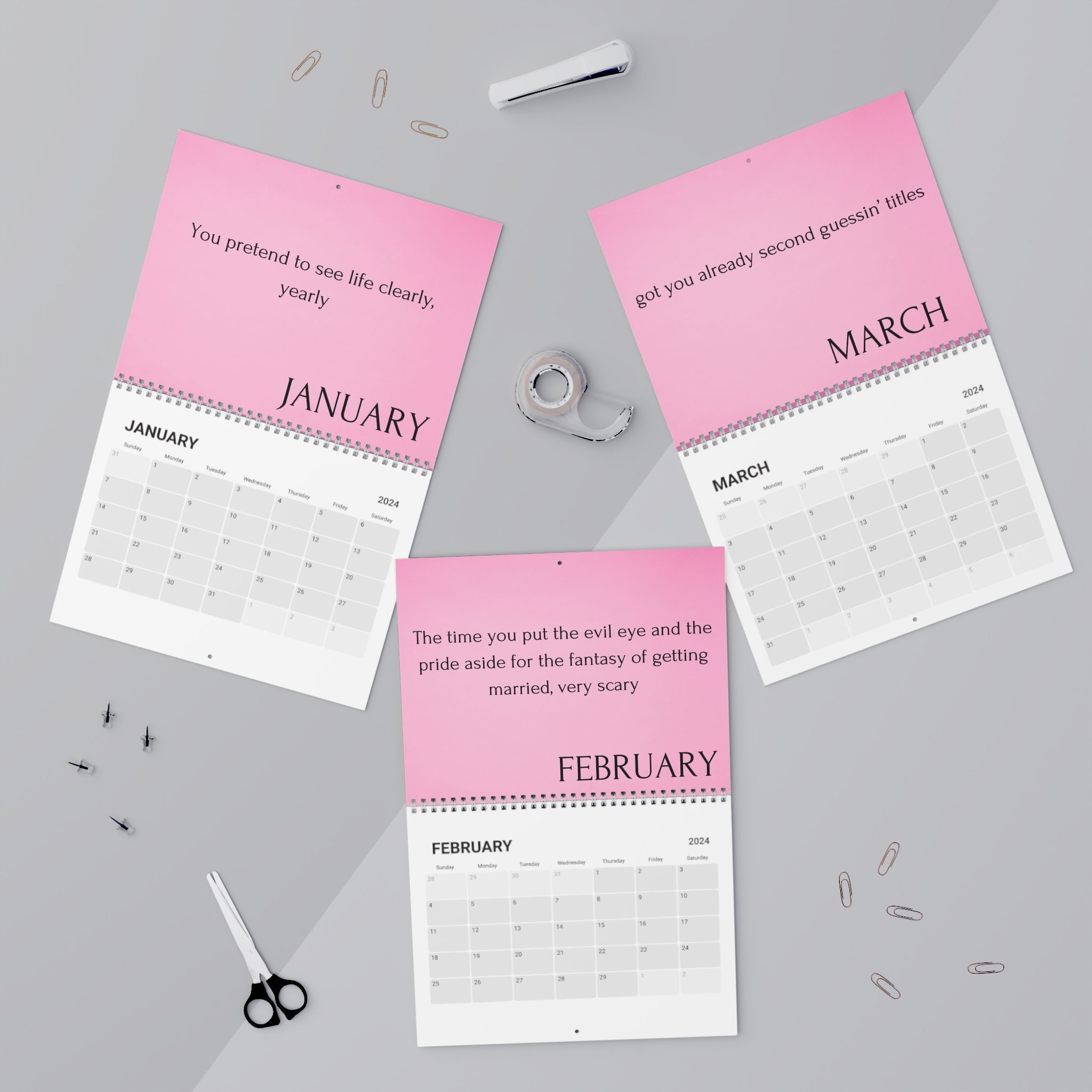 Drake For All The Dogs Slime You Out 2024 Lyric Calendar Pink sold by ...