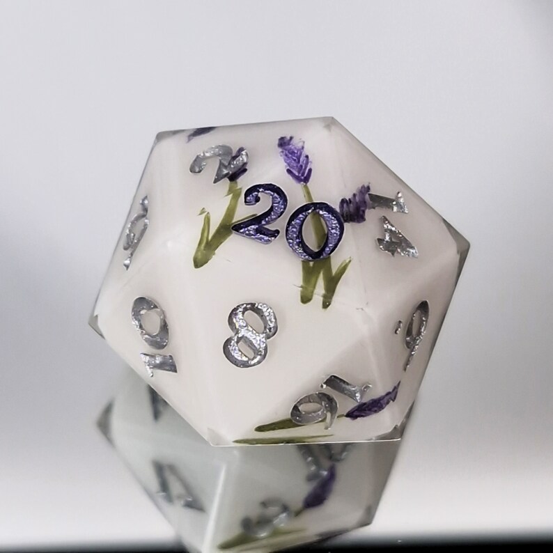 Lavender Vida Loca White, Handmade, Hand Painted Flowers, Polyhedral ...
