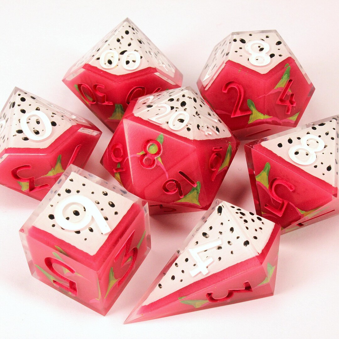 Dragon Fruit - Pink, White, Fruit, Hand Painted, Polyhedral, Sharp Edge ...