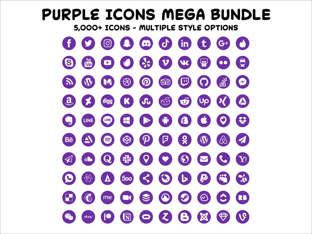 Purple Icons SVG Bundle, Over 5000 Icons, Circut Ready, Blog Icons ...