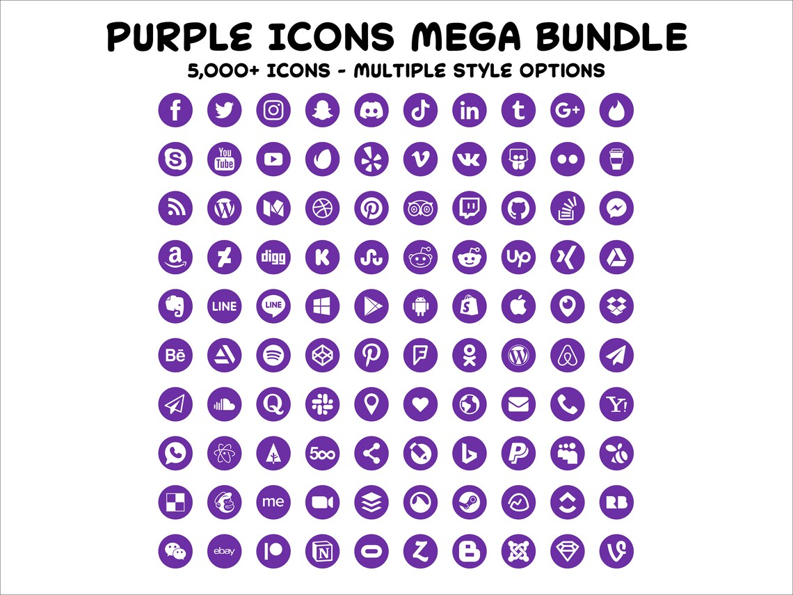 Purple Icons SVG Bundle, Over 5000 Icons, Circut Ready, Blog Icons ...