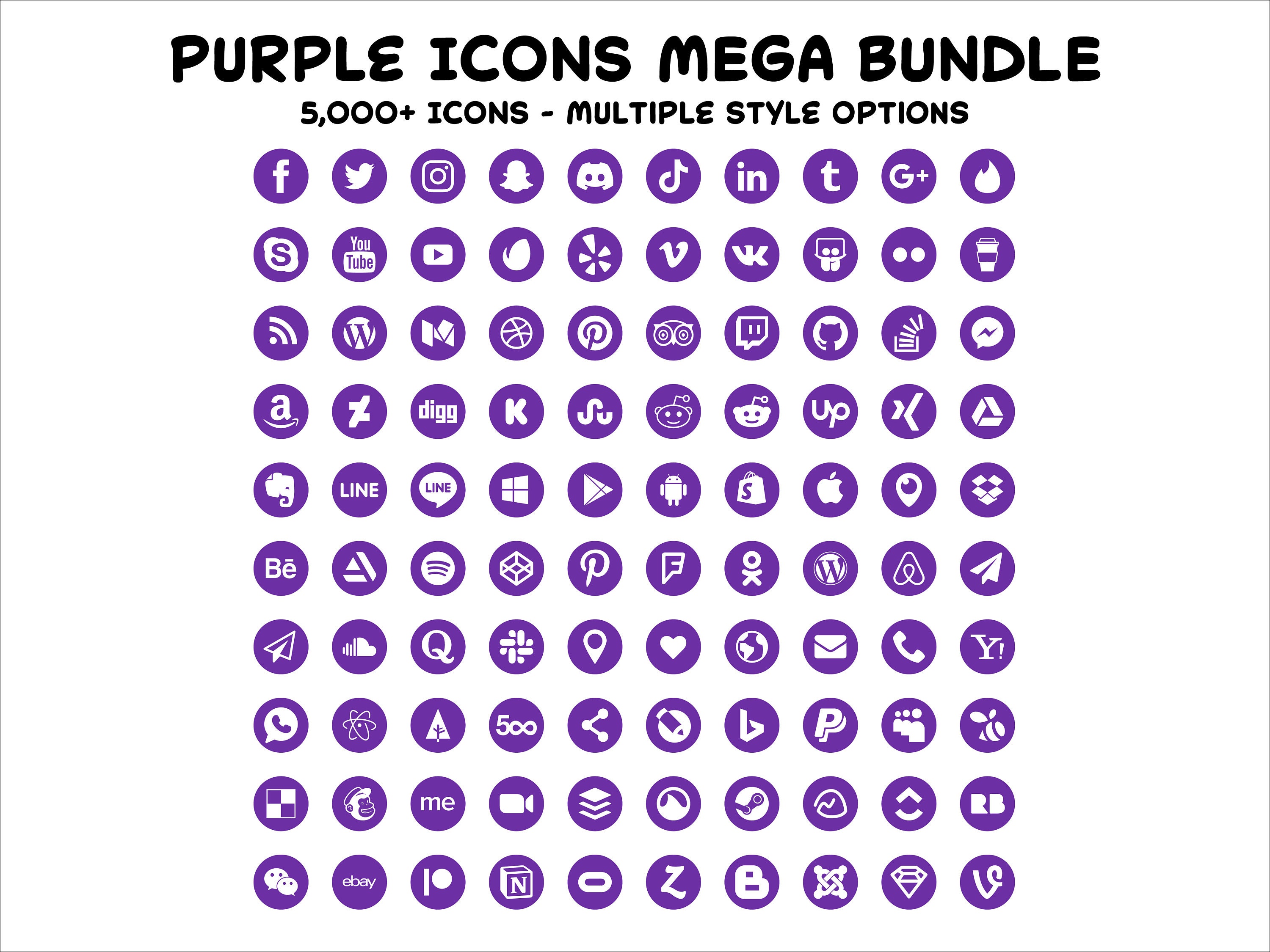 Purple Icons SVG Bundle, Over 5000 Icons, Circut Ready, Blog Icons ...