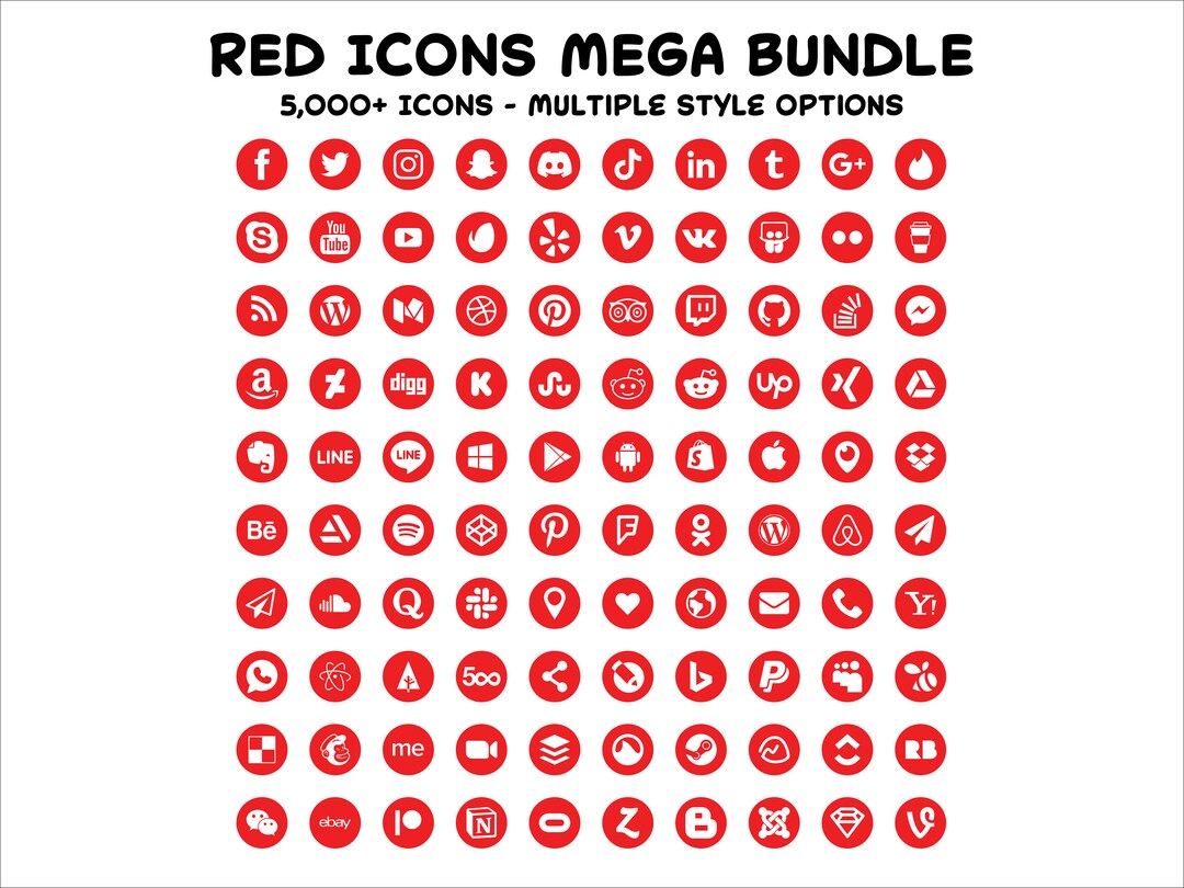Red Icons SVG Bundle, Over 5000 Icons, Circut Ready, Blog Icons, Clip ...